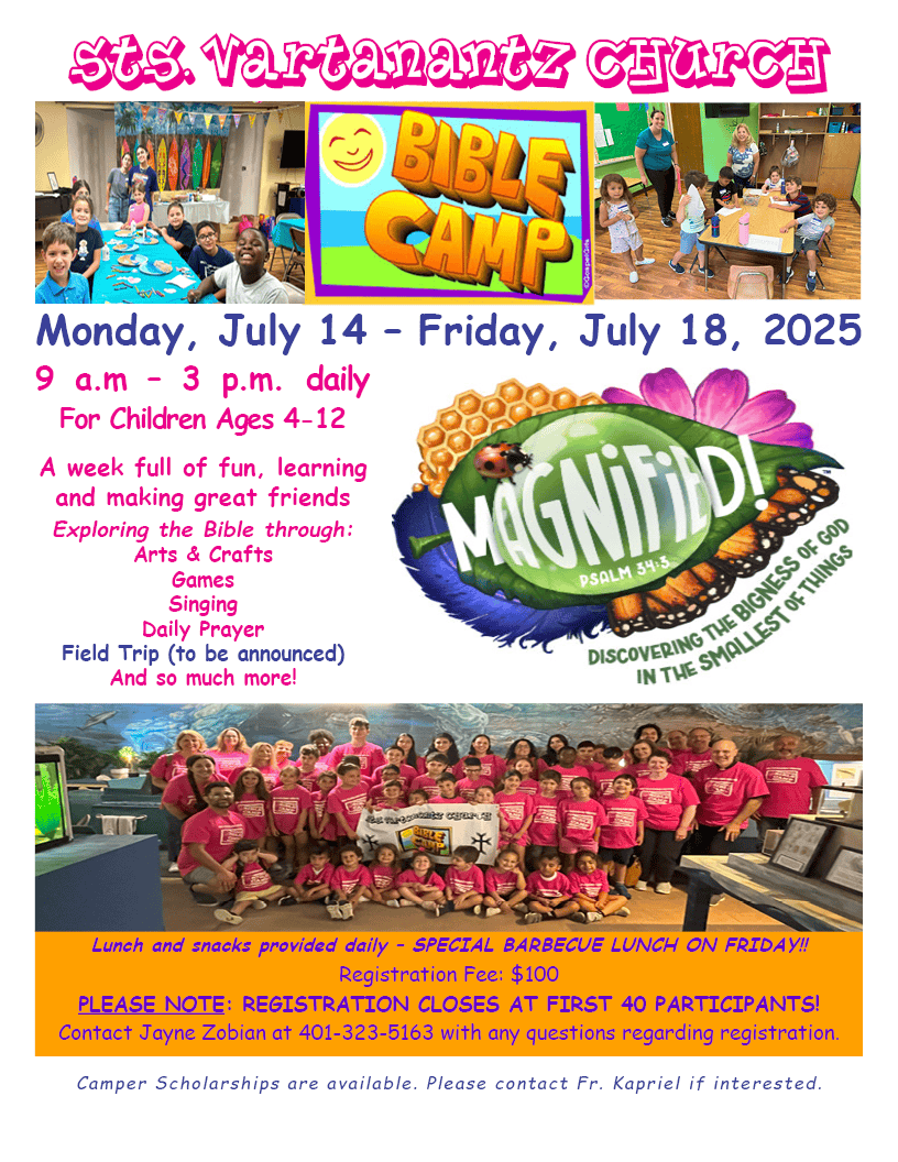 Summer Bible Camp - Sts. Vartanantz Armenian Apostolic Church ...